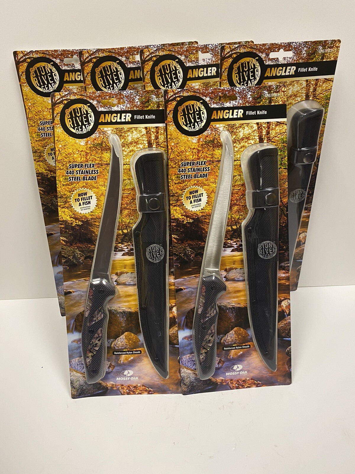 6 NEW Stone River Gear SRG7FSCP Angler Fillet Camo Fixed Blade Knife ...