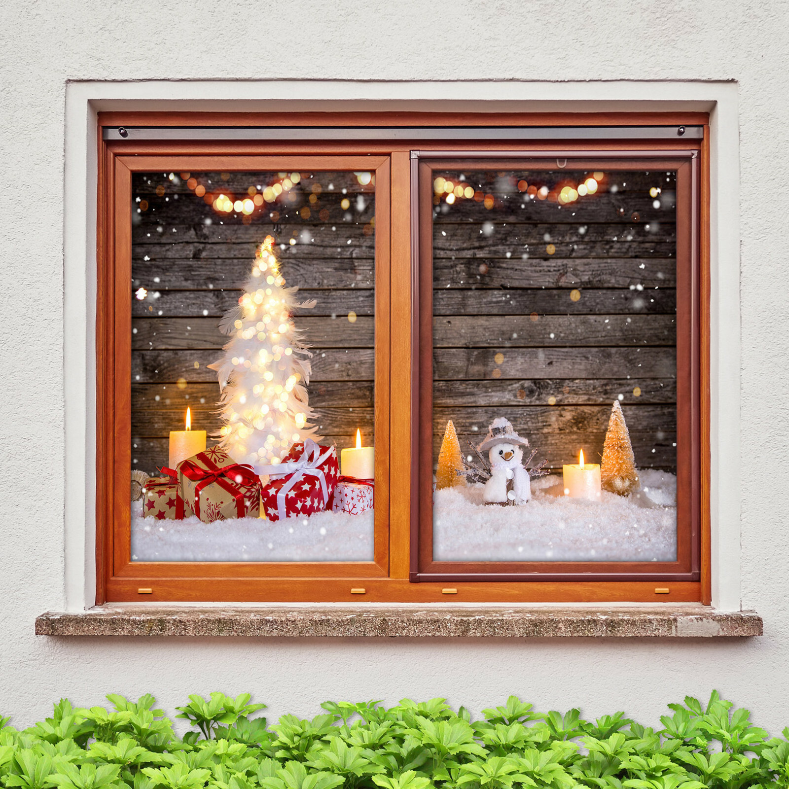 3D Tree Candle A69 Christmas Window Film Print Sticker Cling Stained ...