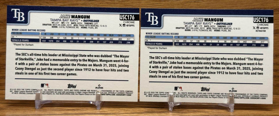 JAKE MANGUM Refractor Rookie LOT | 2025 Topps Chrome Update PIRATES ...