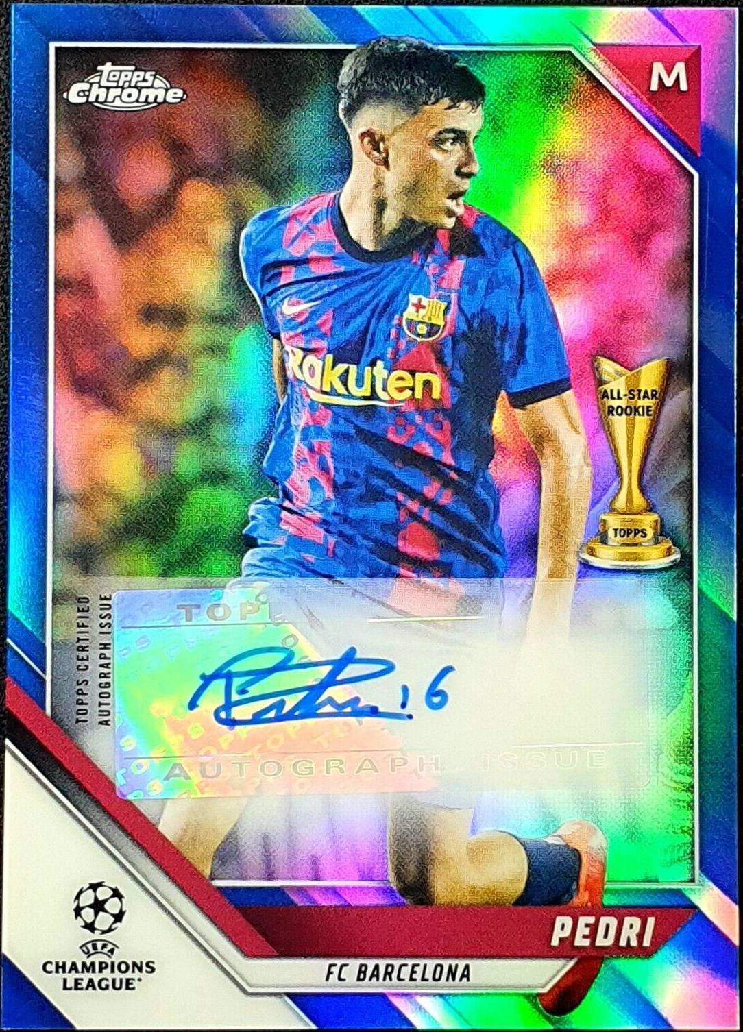 2021-22 Topps Chrome UCL - Chrome Autographs Pedri #CA-P Blue Refractor ...