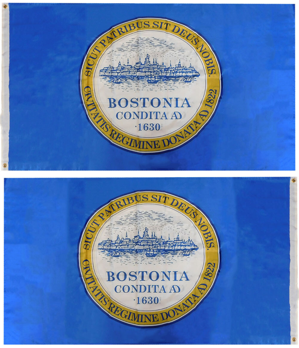 City of Boston MA Nylon Flag Grommets 3' X 5' Double Sided Heavy Duty ...