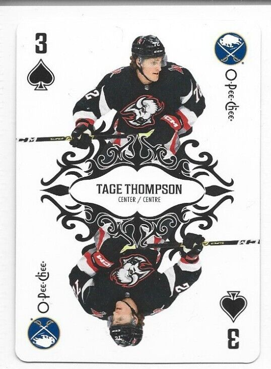 3-SPADES Tage Thompson Buffalo Sabres 2023-24 O-Pee-Chee Playing Cards ...