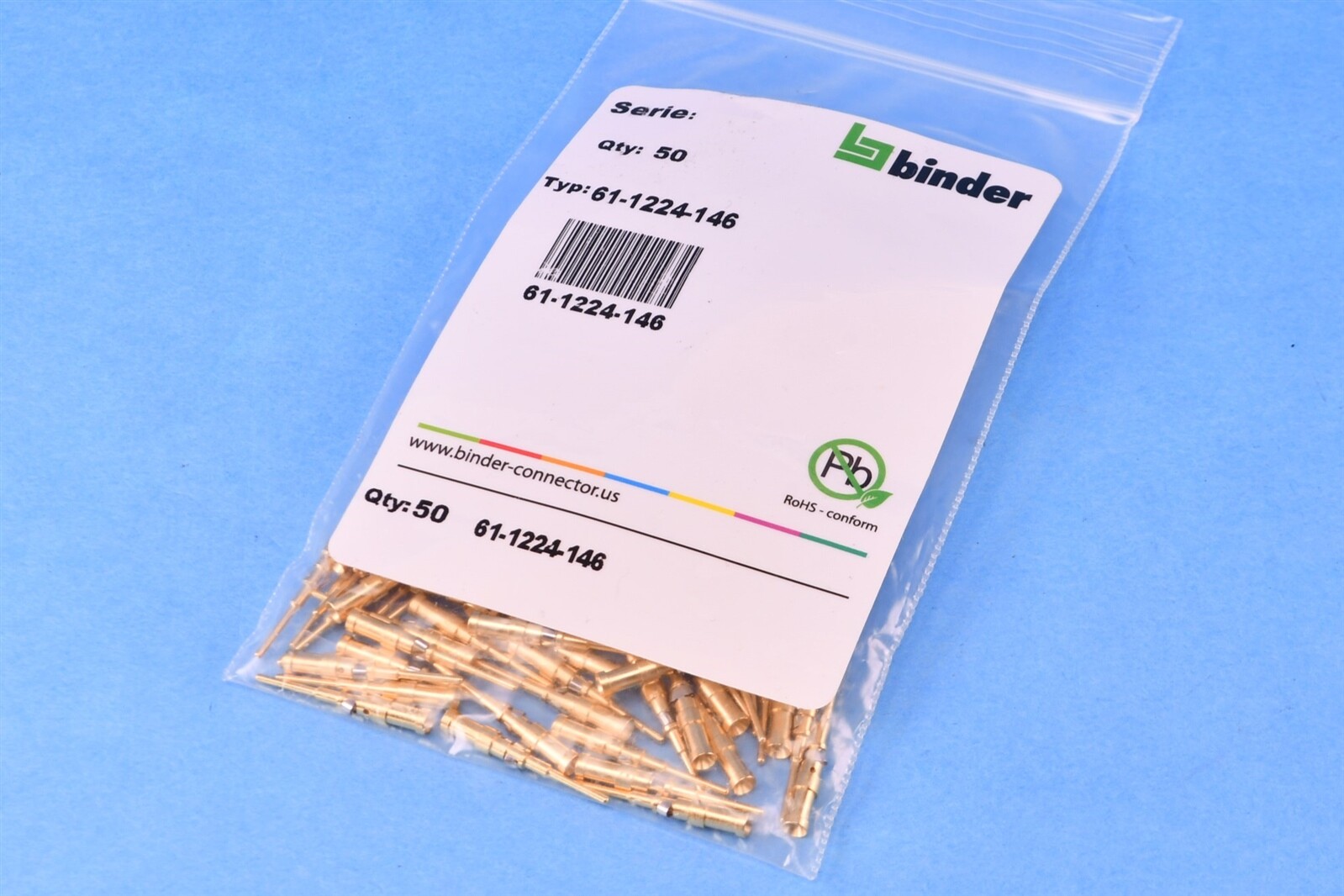 50 Binder Pin Contact Male 0.14-0-34mm² - 26 to 22AWG 61-1224-146 | eBay