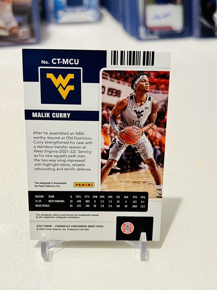 Malik Curry 2022 Contenders College Ticket Refractor Auto SP West ...