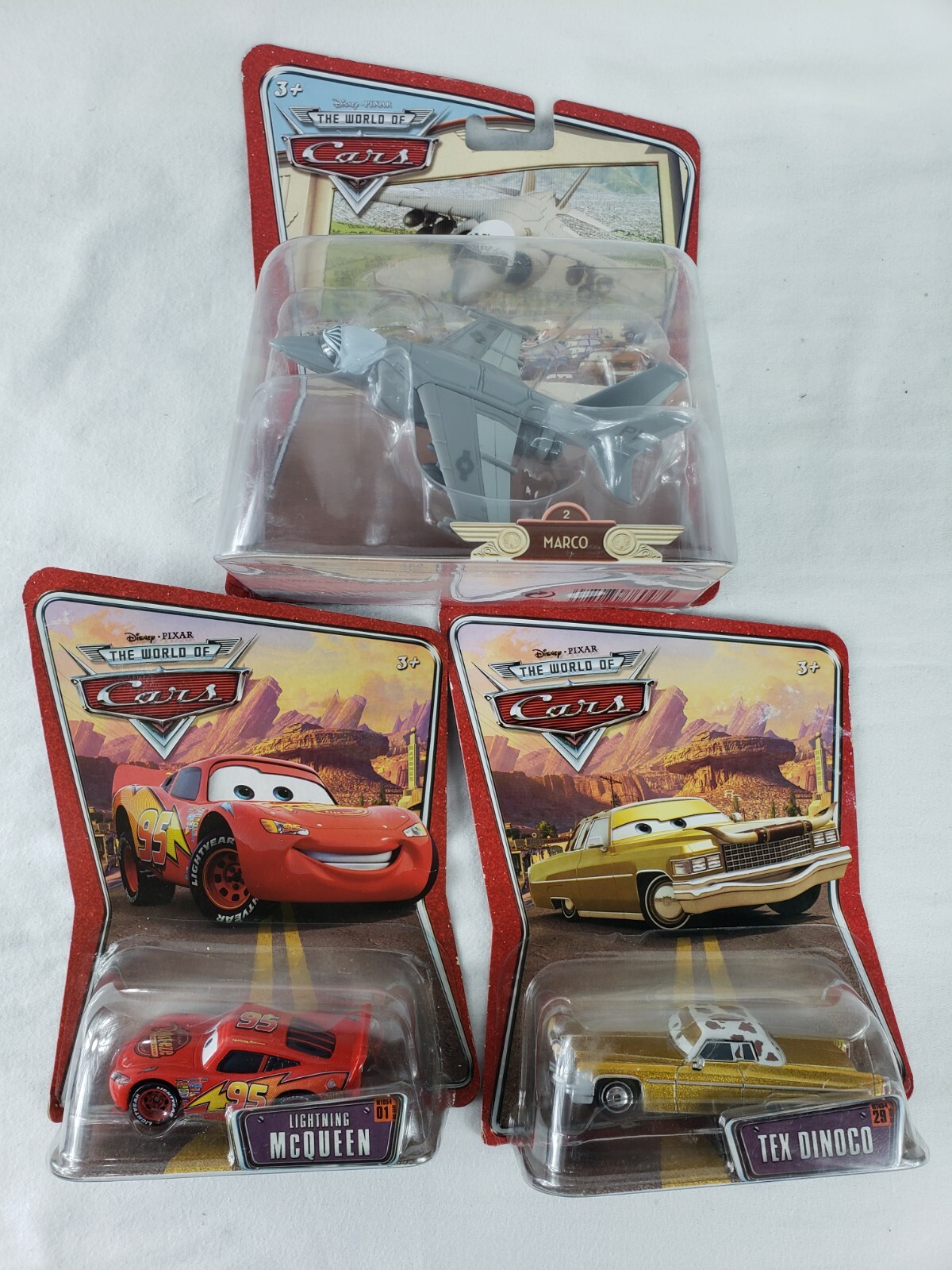 Disney Pixar World Of Cars, Marco Jet #2, Lightning McQueen # 1 & Tex ...