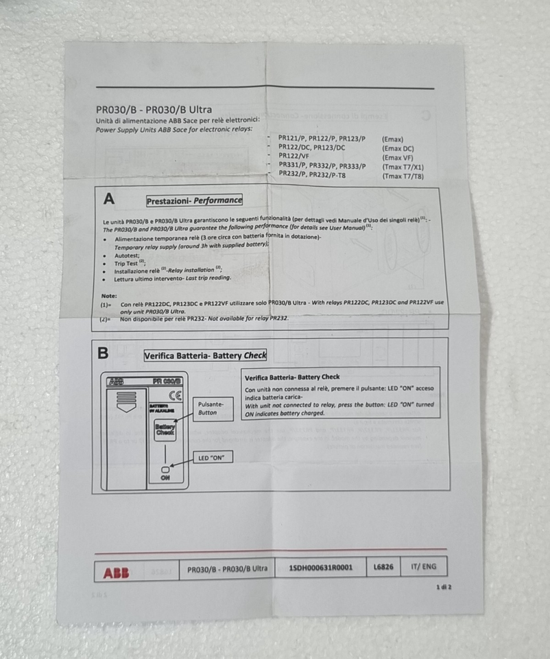 ABB PR030/B BATTERY UNIT E1/6-T7-T7M-X1-T8, LOT OF 2 PC | eBay