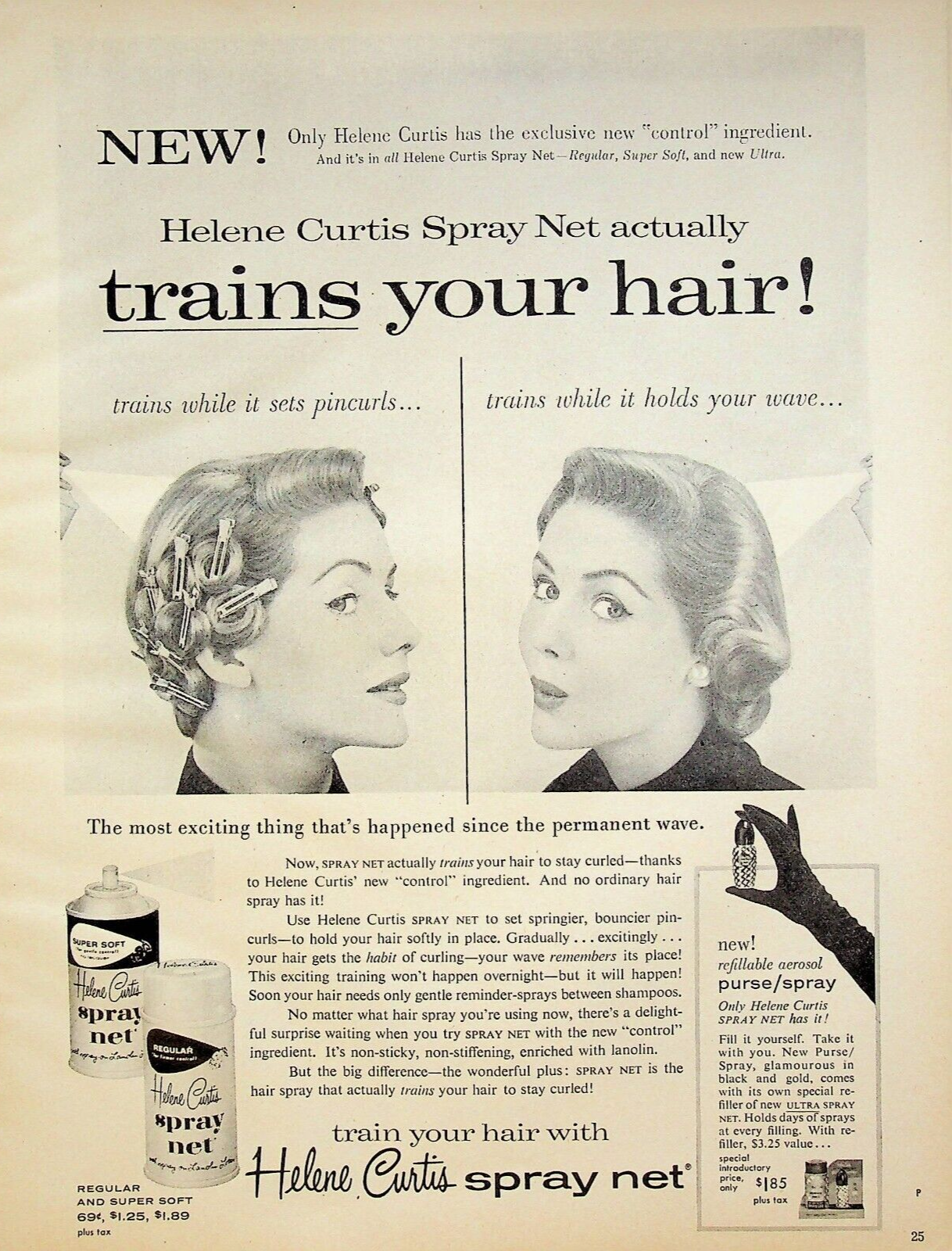 1956 Helene Curtis Hair Spray Net Vintage 50s Print Ad Actually Trains ...