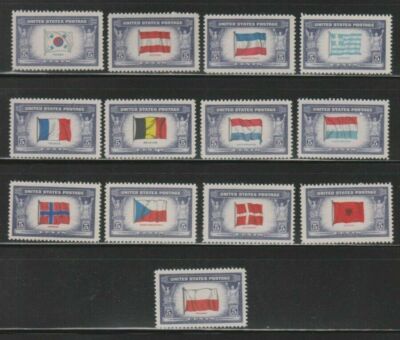 #909-21 OVERRUN COUNTRIES flags set of 13 stamps Mint never hinged OG ...