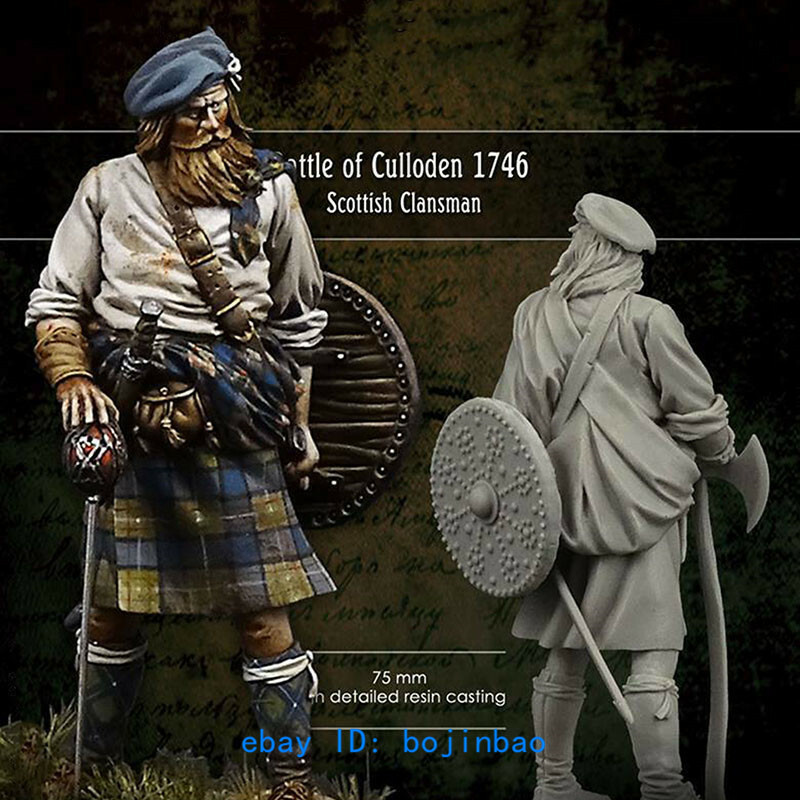 Unpainted Model Kits GK Battle Of Culloden Scottish Clansman 1/24 Scale ...