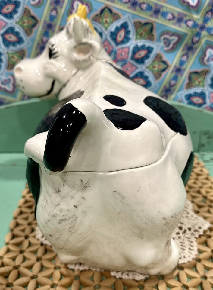Vintage Cow Cookie Jar *Very Rare* Hand Painted and Glazed Marked MB 83 ...