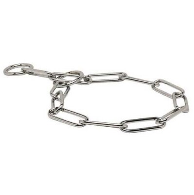 Dog Check Chain Choker Collar Fur Saving Long Link Chrome Plated Police ...