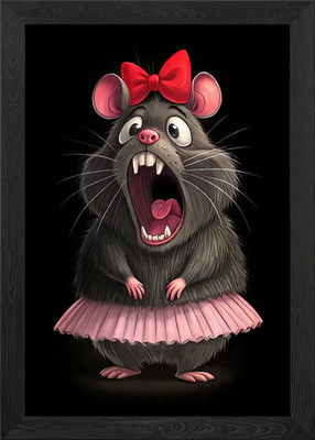 Cartoon Rat with Red Bow and Tutu Framed Wall Art Poster Canvas Print ...