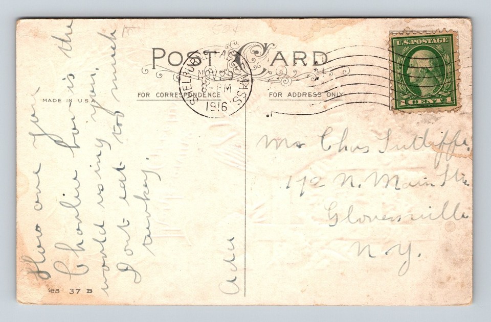 Vintage 1916 Thanksgiving Postcard with Turkey & Harvest Theme ...