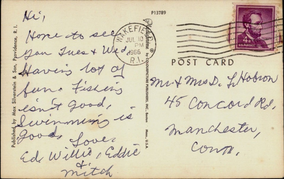 Greetings From Rhode Island Map vintage postcard s309 | eBay