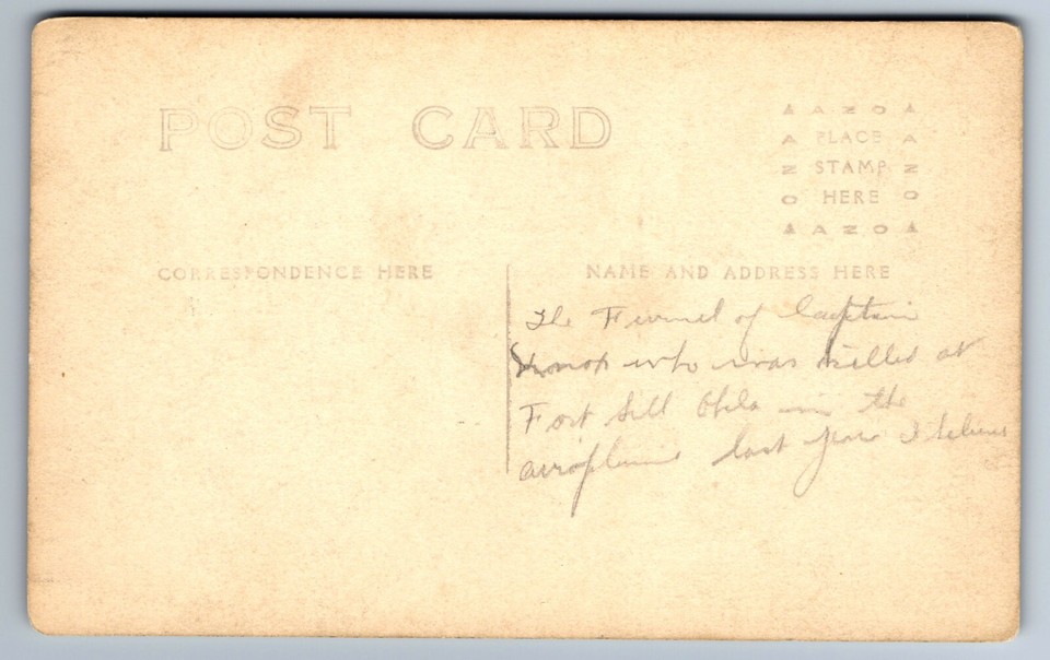 C.1915 RPPC WW1 SOLDIERS FUNERAL FORT HILL OHIO PLANE CRASH PHOTO ...