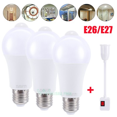 LED PIR Auto Motion Sensor Light Bulbs E26/E27 15W Eq.150W Energy ...