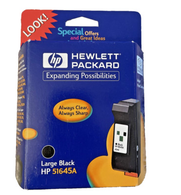 Genuine OEM HP Inkjet 45 Black Ink Print Cartridges 51645A Exp 2001 NEW ...