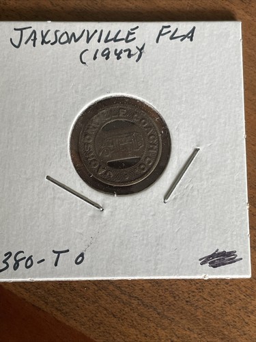 1947 Jacksonville, FL Coach Co. Transit Bus Coin Token - FLA. Florida ...