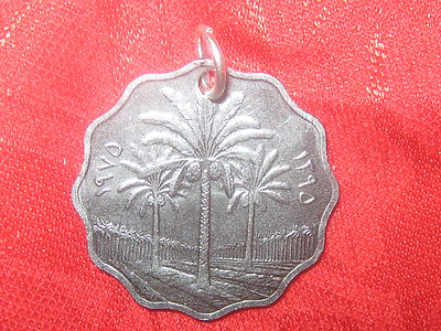 UNIQUE HANDMADE IRAQ IRAQI PALM TREE SILVER STEEL COIN CHARM PENDANT ...
