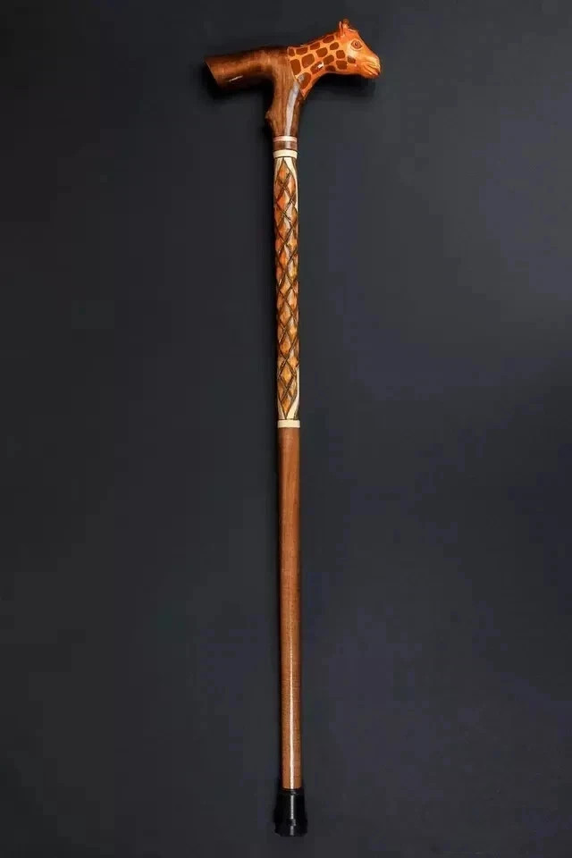 Walking Stick Carved Giraffe Cane Wooden Giraffe Handmade Exclusive ...
