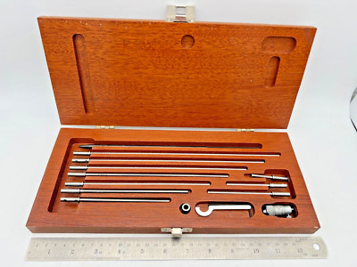 BROWNE & SHARPE Inside Micrometer Set 11 Rods 1"-12" .001" Grad Wooden ...
