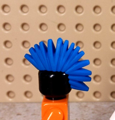 LEGO Mohawk Hair Straight UP Blue Unique Color PUNK WIG Rocker Outlaw ...