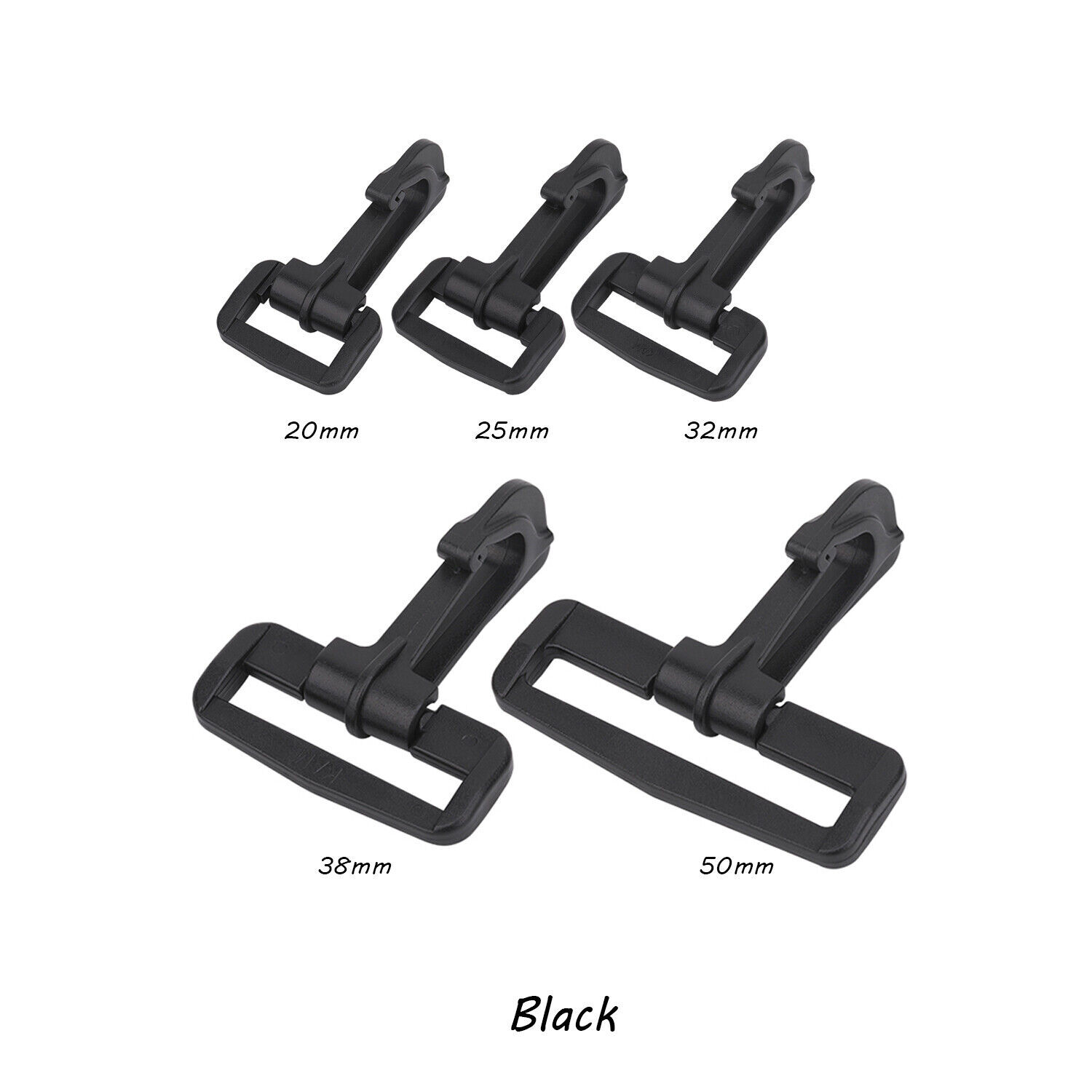 Plastic Snap Hooks Swivel Trigger Clip Strap Webbing Various Sizes Black White | eBay UK