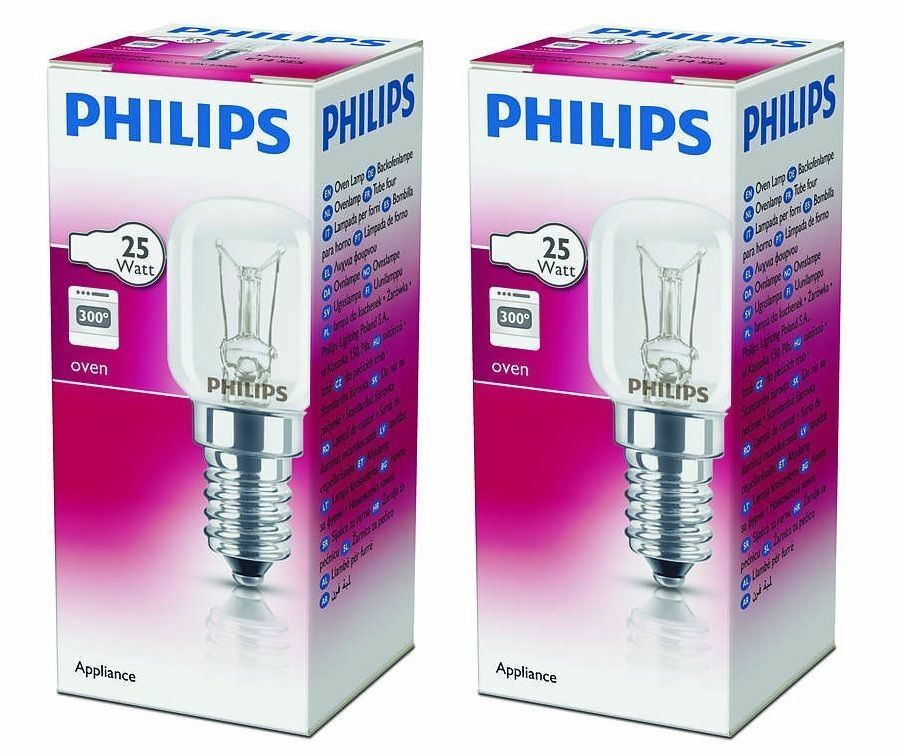 2 x 25w PHILIPS Branded Oven Lamps / Cooker Light Bulbs 240v SES E14 ...