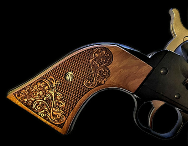 Fits Ruger Wrangler Grips ~ .22 Model ~ Rosewood Carved Scroll ...