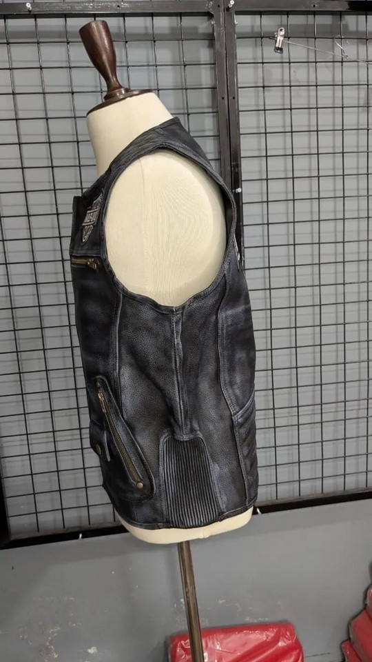 Harley-Davidson Men's Biker Vest 100% Genuine Leather Motorcycle Café ...