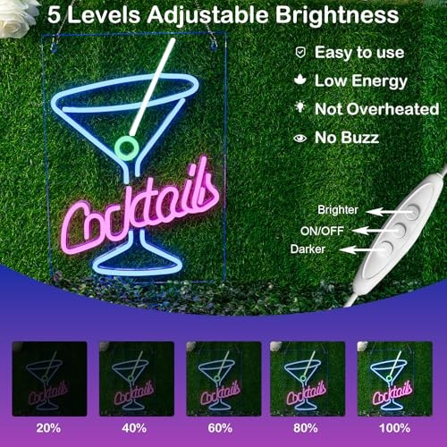s Neon Sign Drinks LED Signs Glass Shaped Neon Lights LED Drinking ...