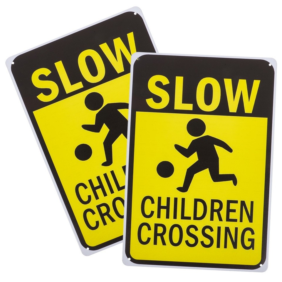 2 Pcs Slow Children Sign Kids Crossing Caution Traffic Signs for | eBay