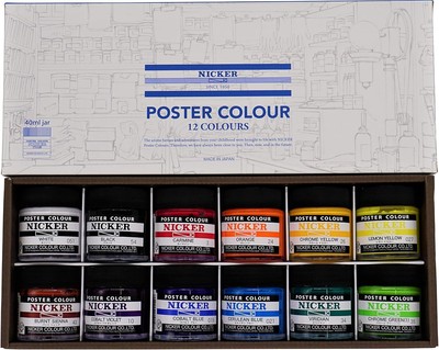 Nicker Color Watercolor Poster Colors, 12-Color Set, 40ml, PC40ML12N ...