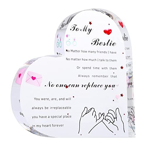 Acrylic Heart Gift for Bestie Inspirational Quotes Table Decor Sign To ...