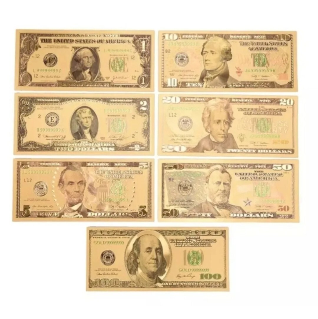 Full set of gold foil American bank notes Movie Props | eBay