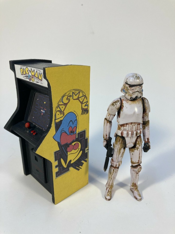 CUSTOM PAC MAN ARCADE GAME CABINET for 3 3/4" figure diorama STAR WARS ...