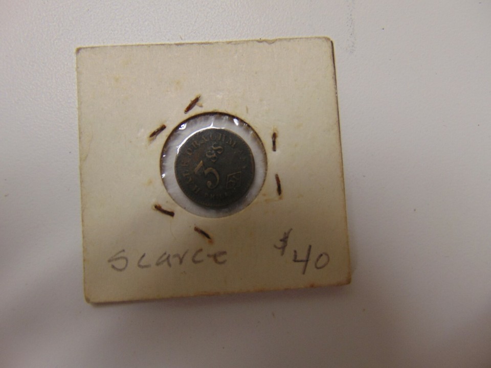 GENUINE OBSOLETE COIN TOKEN PINBACK VERY OLD HALF DRACHMA 3 SCRUPLES ...