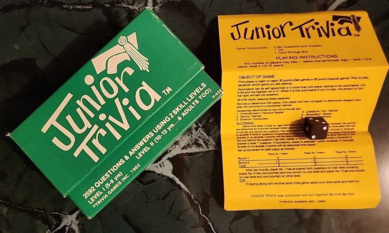 Junior Trivia - Vintage Trivia Card Game 2592 Questions - 1983 - 2 Age ...
