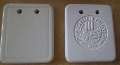 Two Longaberger Pottery Square Shaped Basket Tags EXCELLENT !!!! | eBay