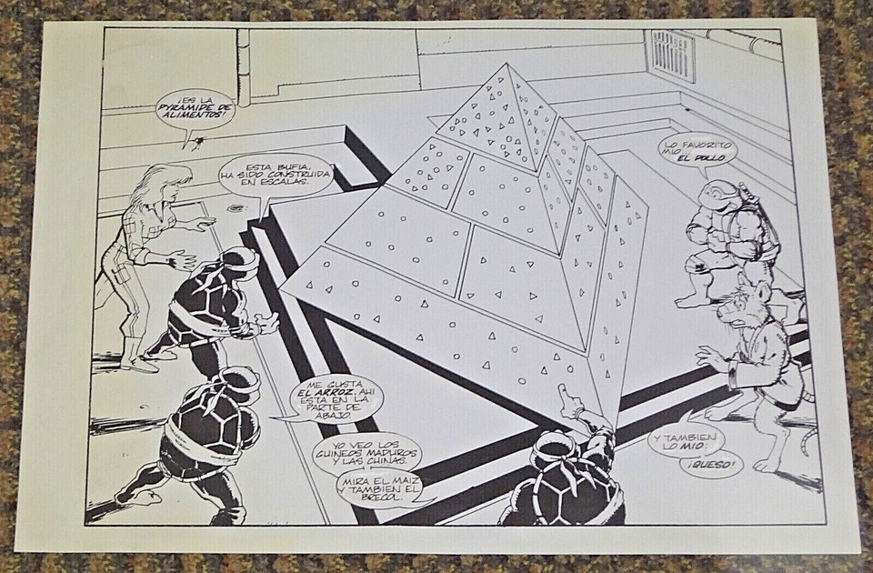 SPANISH ARCHIE TEENAGE MUTANT NINJA TURTLES SPLASH PAGE PRODUCTION ART ...