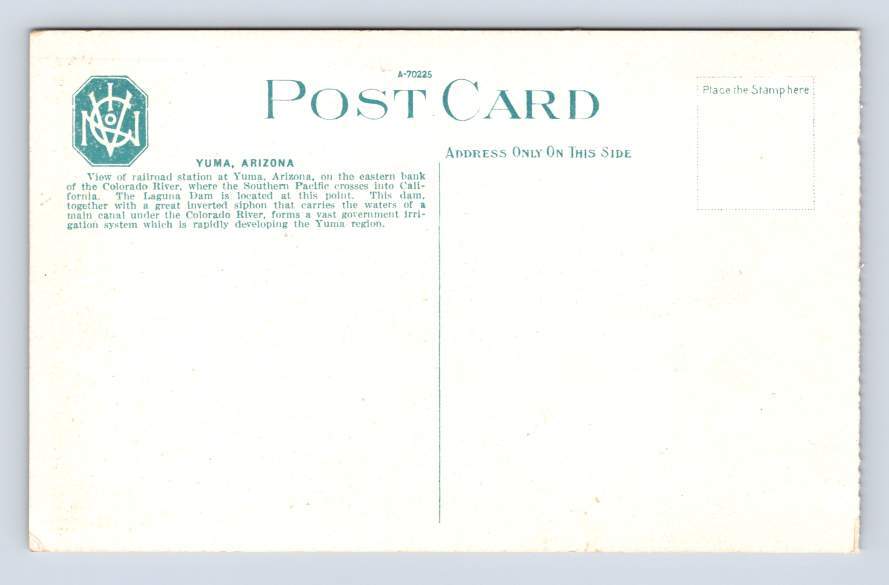 Southern Pacific Railroad Depot YUMA Arizona Antique SPRR Train Station ...