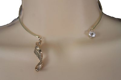 Women Thin Gold Metal Strand Skinny Short Choker Necklace Long Leaf ...