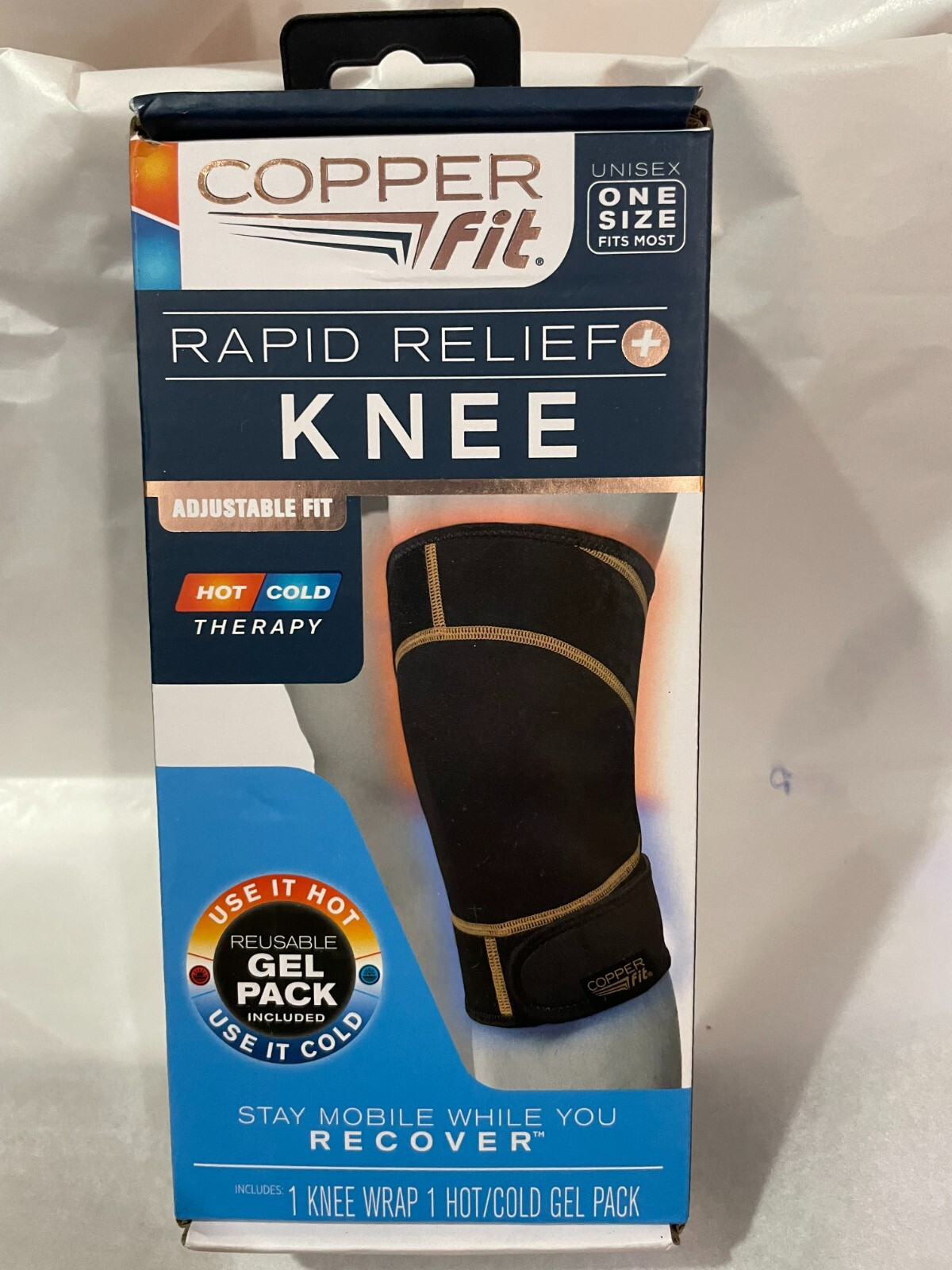 Copper Fit Rapid Relief, Adjustable Fit, Knee Wrap with Hot/Cold Gel ...