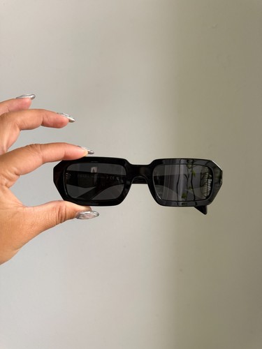 Prada PR A12S Black Shiny Gray Sunglasses – Authentic w/ Box | eBay