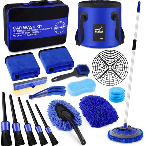 21Pcs Car Wash Kit - 62 Brush, Mop, Squeegee, Bucket for Cars Trucks ...