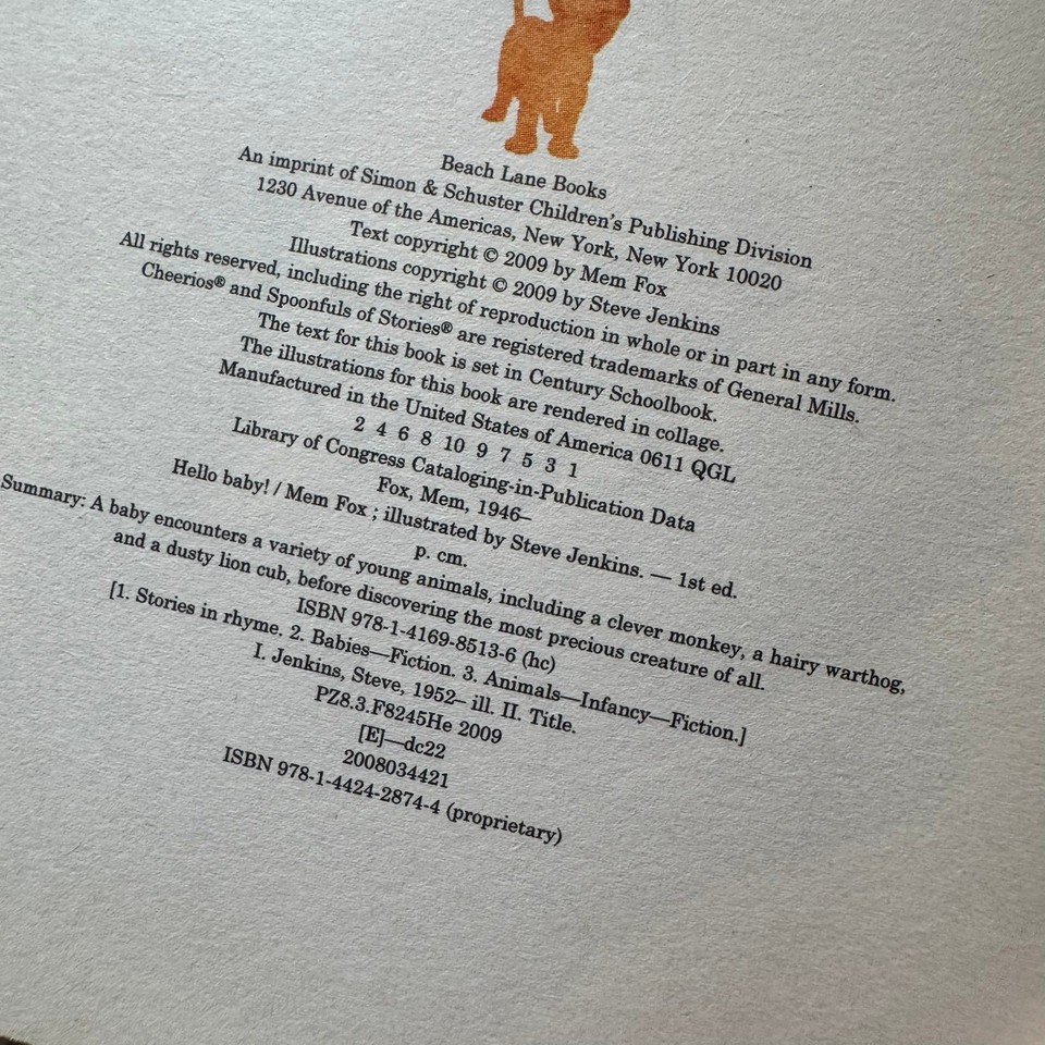 Mem Fox Hello Baby! Hola Bebe Mini Book Beach Lane Books Rhymes for ...