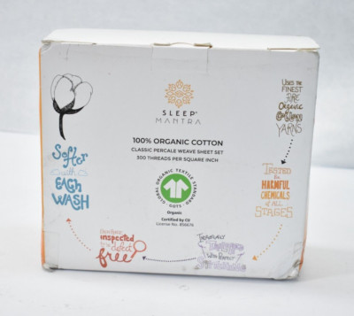 Sleep Mantra 100% Organic Cotton Classic Percale Weave Sheet Set 3 ...