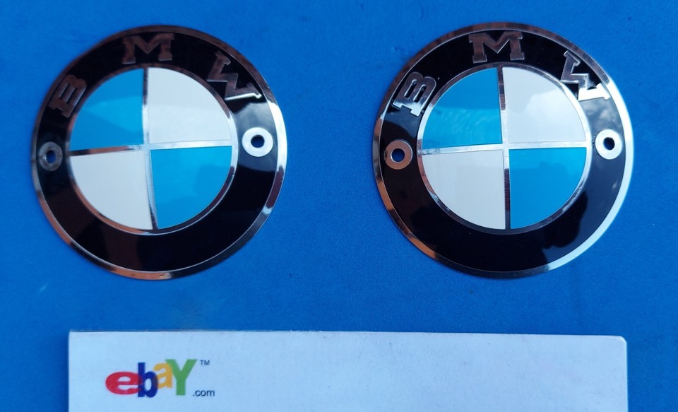 BMW EMBLEM GAS TANK NEW 70MM 2 UNITS BMW LOGO TANK R45 R50 R60 R75 R80 ...