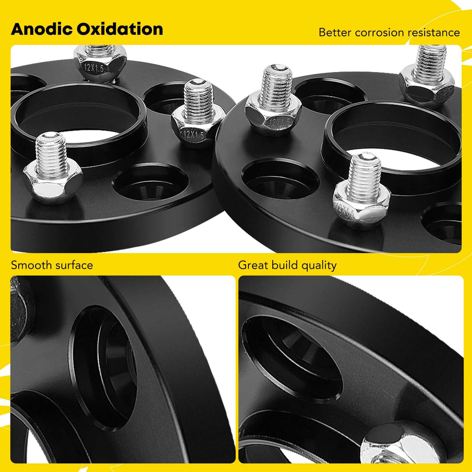 2pcs 4x100 to 4x100 Wheel Spacers M12x1.5 Studs 56.1mm 15mm for Honda ...