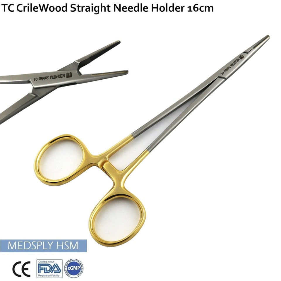 X2 Dental Crilewood Needle Holder TC Hemostat Suture Needle Holding ...